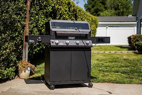 Monument Grills 4-Burner Liquid Propane Gas Smart bbq Grill Denali D425 with Stainless Steel Rotisserie Kit(2 Items)