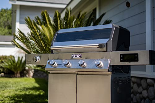 Monument Grills 4-Burner Liquid Propane Gas Smart bbq Grill Denali D425 with Stainless Steel Rotisserie Kit(2 Items)