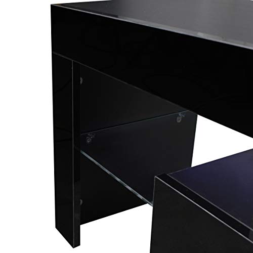 BAMACAR LED TV Stand For 60 Inch TV, LED Entertainment Center For 55 50 Inch TV, Black TV Stand For 55+ Inch TV, Gaming TV Stand For Living Room Bedroom, 60 Inch TV Stand With Storage Media TV Console