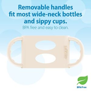 Dr. Brown’s® Milestones™ Wide-Neck Sippy Bottle with 100% Silicone Handles, Easy-Grip Bottle with Soft Sippy Spout, 9oz/270mL, BPA Free, Ecru, 6m+ (Pack of 2)