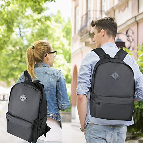 Wonarby Laptop College Backpack for Women Men Black Bookbag with Computer Compartment - Lightweight Book Bag - Large Back Pack for Travel, Work