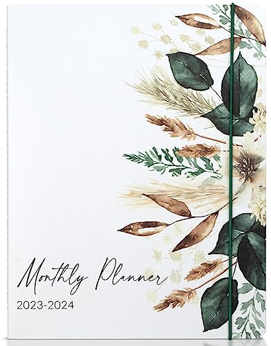 Simplified 2023-2024 Monthly Planner and Calendar Book - Beautiful Modern Dried Floral To Do List Notebook For Women or Men - Easily Organizes Your Tasks to Boost Productivity - Runs Until December 2024