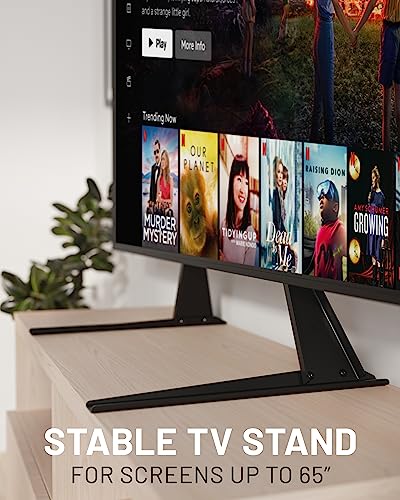 ECHOGEAR Replacement TV Stand for Screens Up to 65" - Foldable TV Bracket Includes Hardware, Anti-Slip & Anti-Scratch Pads - Easy 3-Step Install TV Feet w/Wide VESA Compatibility