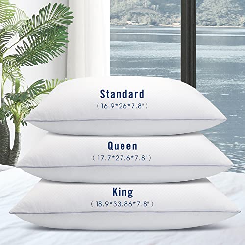 Piwaal Bed Pillows for Sleeping 2 Pack, Standard Size Pillows Set of 2,Down Alternative Filling, Pillow for Back, Stomach or Side Sleepers Grey