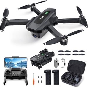 tenssenx foldable gps drone with 4k uhd camera for adults, tsrc q5 quadcopter with brushless motor, auto return, follow me, circle fly, waypoint fly, beginner mode, headless mode, 52 mins long flight