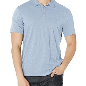 John Varvatos Men's Victor Short Sleeve Polo, Dusted Blue