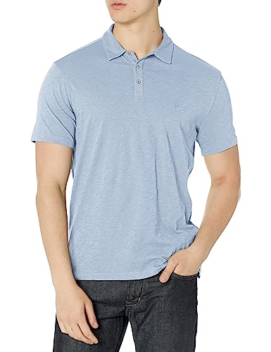 John Varvatos Men's Victor Short Sleeve Polo, Dusted Blue