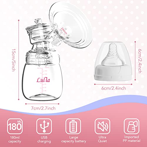 Lulia Double Electric Breast Pump, Breastfeeding Pump with 3 Modes, Portable Rechargeable Breast Pumps for Travel, Home, Driving & Office (Pink)…