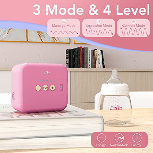 Lulia Double Electric Breast Pump, Breastfeeding Pump with 3 Modes, Portable Rechargeable Breast Pumps for Travel, Home, Driving & Office (Pink)…