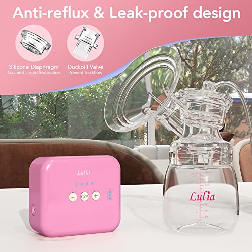 Lulia Double Electric Breast Pump, Breastfeeding Pump with 3 Modes, Portable Rechargeable Breast Pumps for Travel, Home, Driving & Office (Pink)…