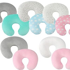 Minky Nursing Pillow Cover Set 2 Pack Nursing Pillow Slipcovers, Ultra Soft Compatible with Boppy Pillow,Standard Pillow for Baby Boy Girl White and Pink