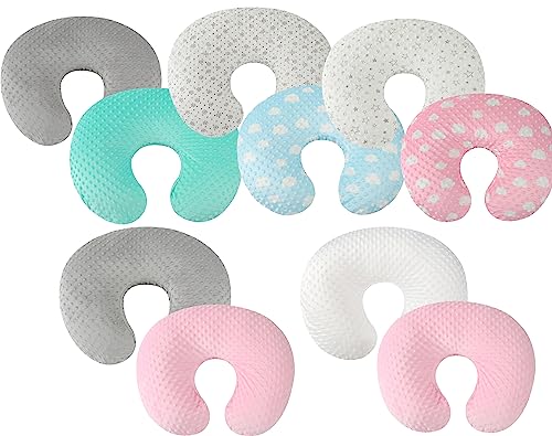 Minky Nursing Pillow Cover Set 2 Pack Nursing Pillow Slipcovers, Ultra Soft Compatible with Boppy Pillow,Standard Pillow for Baby Boy Girl White and Pink