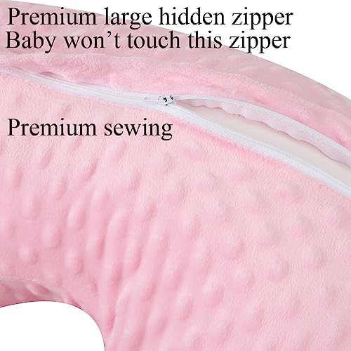 Minky Nursing Pillow Cover Set 2 Pack Nursing Pillow Slipcovers, Ultra Soft Compatible with Boppy Pillow,Standard Pillow for Baby Boy Girl White and Pink