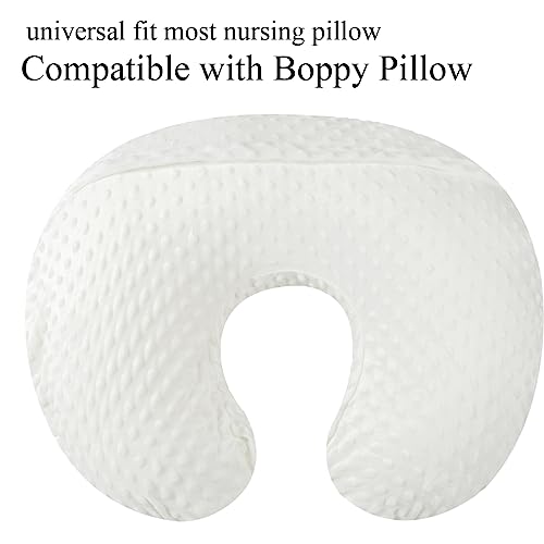 Minky Nursing Pillow Cover Set 2 Pack Nursing Pillow Slipcovers, Ultra Soft Compatible with Boppy Pillow,Standard Pillow for Baby Boy Girl White and Pink