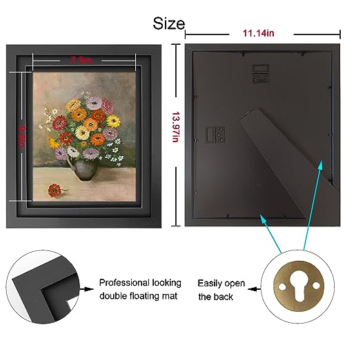 LUCKYLIFE 8x10 Picture Frame Black Wood with Double Mat for Tabletop or Wall, Set of 2