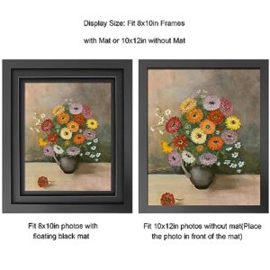 LUCKYLIFE 8x10 Picture Frame Black Wood with Double Mat for Tabletop or Wall, Set of 2