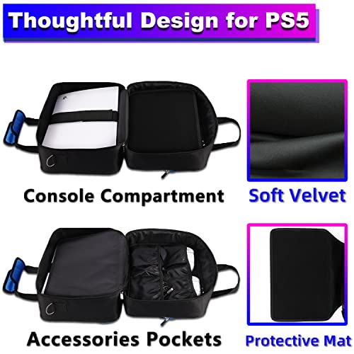 SWOJG Carrying Case for PS5, Protective Travel Bag for PS 5 Controller Console Games, Large Capacity Carry Case Compatible with Playstation 5 Disk Digital Edition, Gaming Headset and Game Accessories