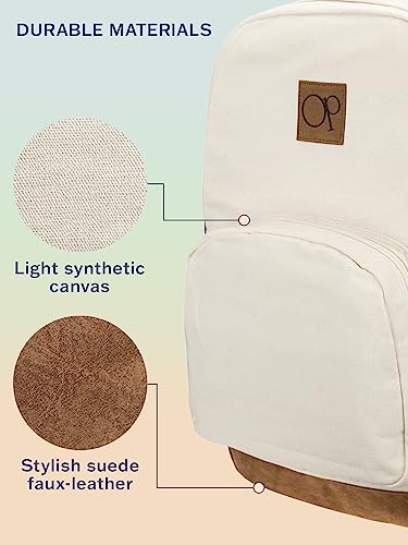 Ocean Pacific La Playa Soft Cotton Canvas Backpack for Travel, Sports, Beach, Work, Casual Daily Pack for Men Women Fits 15.6 Inch Laptop (Beach)