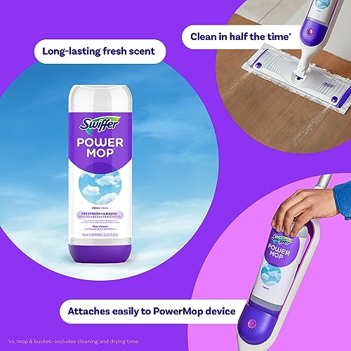 Swiffer PowerMop Floor Cleaning Solution with Fresh Scent, 25.3 fl oz, 2 Pack