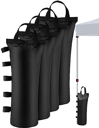 120LBS Extra Large Heavy Duty Canopy Weights Sand Bags for Ez Pop Up Canopy Tent Gazebo Outdoor Instant Sun Shelter Patio Umbrella, Upgraded 5 full-Sized Velcro, 2 Nylon Handles and Storage Bag, 4Pack