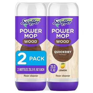 swiffer powermop wood quickdry wood floor cleaning solution with lemon scent, 25.3 fl oz, 2 pack