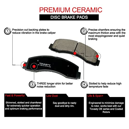 [Rear] TOVASTY Brake Pads and Rotors Kit for INFINITI QX56 2011-2013 OE-Series [BKN0658]