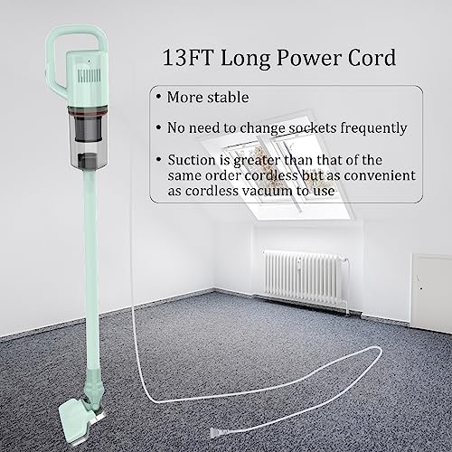 KEROMEE Stick Vacuum Cleaner, Corded Handheld Vacuum Cleaner Mini Electric Broom for Pet Hair Hardwood Floor Cat Litter Carpet Cleaning (13ft-Cord)