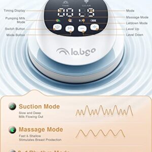 LABIGO Hands-Free Breast Pump, Wearable Breast Pump of Longest Battery Life, Remote Control, and LCD Display, Double Portable Electric Breast Pump with 3 Modes & 9 Levels, 24mm & 27mm Flange, 2 Pack