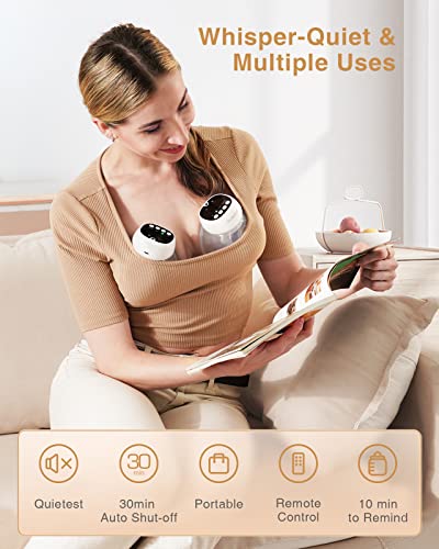 LABIGO Hands-Free Breast Pump, Wearable Breast Pump of Longest Battery Life, Remote Control, and LCD Display, Double Portable Electric Breast Pump with 3 Modes & 9 Levels, 24mm & 27mm Flange, 2 Pack