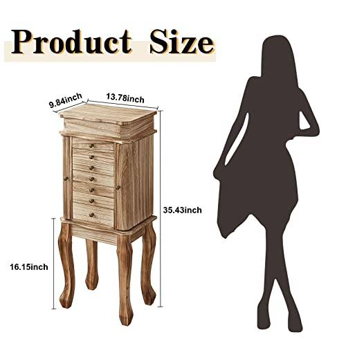 Emfogo Standing Jewelry Armoire, 7 Drawers & 2 Side Doors Jewelry Amoire Cabinet Standing with Top Flip Makeup Mirror, Jewelry Chest Jewelry Boxes