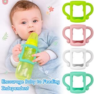 4-Pack Baby Bottle Handles for Dr Brown Narrow Baby Bottles, MARFOREVER Bottle Holder for Baby Self Feeding, Soft Silicone Bottle Handles Baby Bottle Holder with Easy Grip Handle, No-Slip, BPA-Free