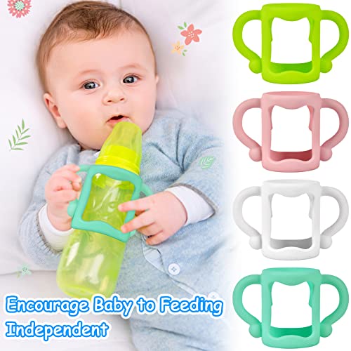 4-Pack Baby Bottle Handles for Dr Brown Narrow Baby Bottles, MARFOREVER Bottle Holder for Baby Self Feeding, Soft Silicone Bottle Handles Baby Bottle Holder with Easy Grip Handle, No-Slip, BPA-Free