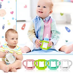 4-Pack Baby Bottle Handles for Dr Brown Narrow Baby Bottles, MARFOREVER Bottle Holder for Baby Self Feeding, Soft Silicone Bottle Handles Baby Bottle Holder with Easy Grip Handle, No-Slip, BPA-Free