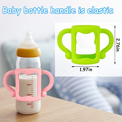 4-Pack Baby Bottle Handles for Dr Brown Narrow Baby Bottles, MARFOREVER Bottle Holder for Baby Self Feeding, Soft Silicone Bottle Handles Baby Bottle Holder with Easy Grip Handle, No-Slip, BPA-Free