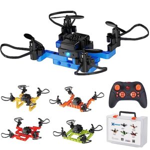 techvio mini drone for kids and beginners,creative 5-in-1 diy drone building kits for kids to build your own drones,5 different designs, altitude hold, 3d flips,easy to build and fly,great gifts for boys&girls to enjoy building,flying and fixing fun