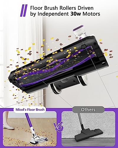 Micol Cordless Vacuum Cleaner, 6-in-1 Lightweight Stick Vacuum, 2 Modes of Powerful Suction, Maximum 38 Mins Runtime, Removable Battery, Household Vacuum Cleaner for Home Hard Floor Pet Hair Carpet