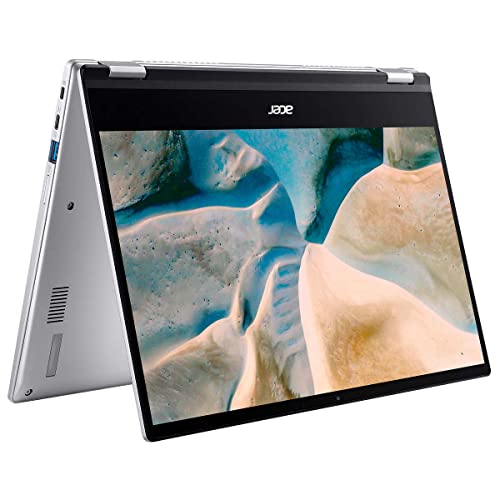 acer 2023 Newest Spin 514 2-in-1 Convertible Chromebook,AMD Ryzen 3 3250C (Up to 3.5GHz),14/'' FHD IPS Touchscreen,8GB RAM,128GB eMMC,WiFi,Backlit Keyboard,12+ Hours,Chrome OS +MarxsolCables,Silver