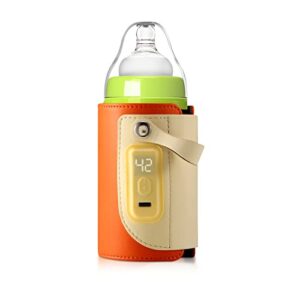 portable bottle warmer, baby bottle warmer, usb breast milk bottle heater with lcd display, 5 adjustable levels, bottle warmer on the go for milk, breastmilk, water