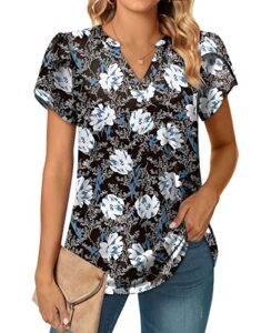 tunic tops for women loose fit v neck lightweight comfy floral blouses shirts l