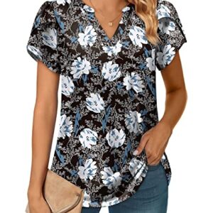 Tunic Tops for Women Loose Fit V Neck Lightweight Comfy Floral Blouses Shirts L