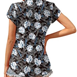 Tunic Tops for Women Loose Fit V Neck Lightweight Comfy Floral Blouses Shirts L