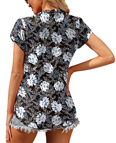 Tunic Tops for Women Loose Fit V Neck Lightweight Comfy Floral Blouses Shirts L