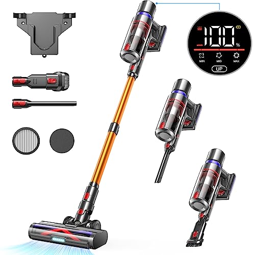 Cordless Vacuum Cleaner, 500W/40Kpa Stick Vacuum Cleaner with Touch Screen, Max 60 Mins Runtime, Anti-Tangle Vacuum Cleaner for Home, 2023 Latest Motor, Wireless Vacuum for Pet Hair/Carpet/Hard Floor