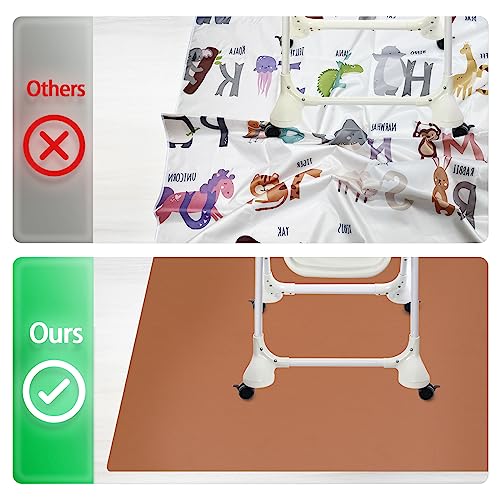 Splat Mat for Under High Chair, 51in PU Waterproof Dirt-Proof Anti-Slip High Chair Mat, Washable Multipurpose Splash Mat Floor Protector Tablecloth Portable Picnic Mat (Brown)