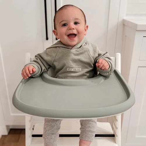 Full Cover High Chair Placemat for Stokke Tripp Trapp Baby High Chair, Silicone Placemats, High Chair Tray Finger Foods Placemat for Boys and Girls, Babies, Toddlers (Sage)