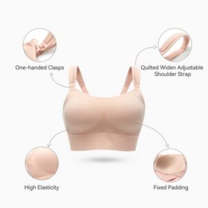 Momcozy Lycra Pumping Bra Hands Free with Fixed Padding for Good Shaping, Comfortable Support Pumping and Nursing Bra in One, Seamless Maternity Breast Pump Bra & Maternity Bra