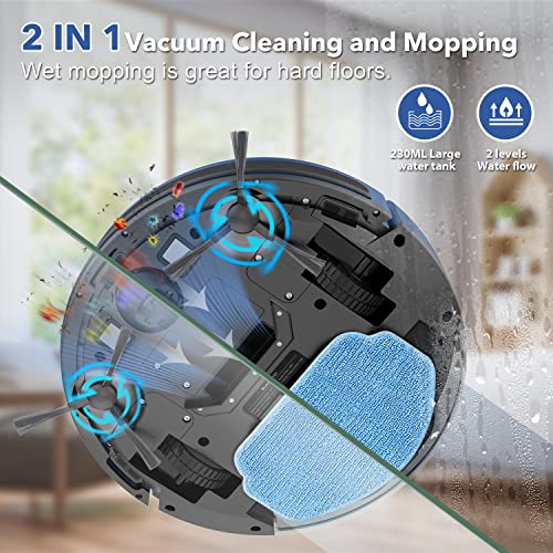 ZCWA Robot Vacuum and Mop Combo, 2 in 1 Mopping Robotic Vacuum with WiFi/App/Alexa, Robotic Vacuum Cleaner, Schedule Settings, Self-Charging, Ideal for Hard Floor, Pet Hair and Carpet