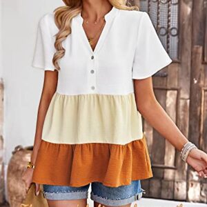 Button Down Shirts for Women Loose Fit Womens Summer Blouses Loose Tunic Flowy Tops Orange M