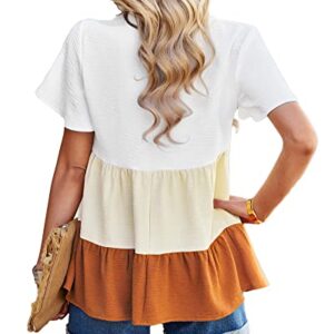 Button Down Shirts for Women Loose Fit Womens Summer Blouses Loose Tunic Flowy Tops Orange M