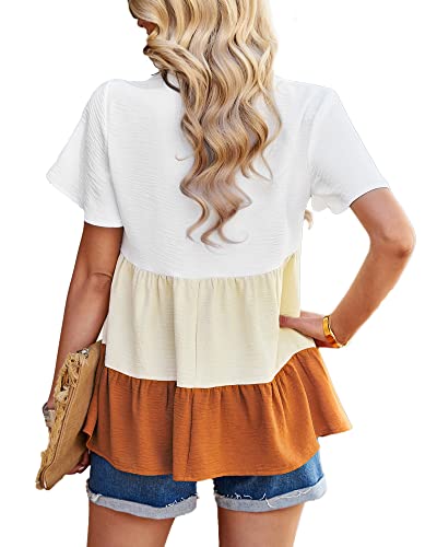 Button Down Shirts for Women Loose Fit Womens Summer Blouses Loose Tunic Flowy Tops Orange M